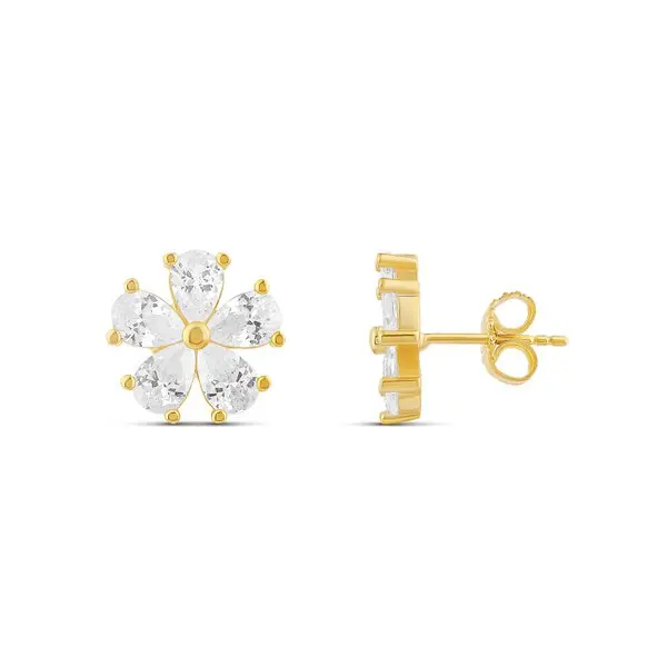 SHYMI Prong-set Flower Stud Earrings - Gold