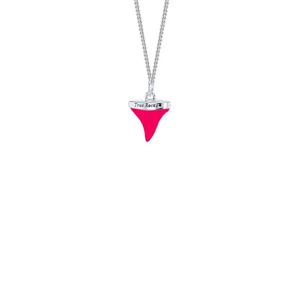 TRUE ROCKS Sterling Silver Mini Sharks Tooth Pendant - Silver/pink