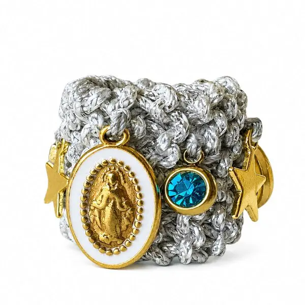 HILO DE MAR Hand-knitted Ring With Charms - Silver