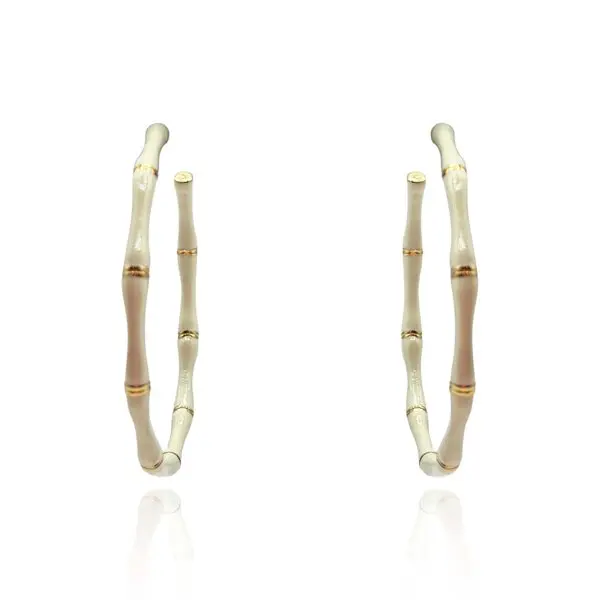 MICHAEL NASH JEWELRY Sloan Bamboo Hoop Earrings - White