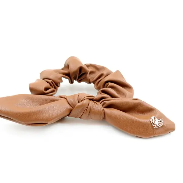 MISS CICCONI Liberty Faux Leather Scrunchie - Brown