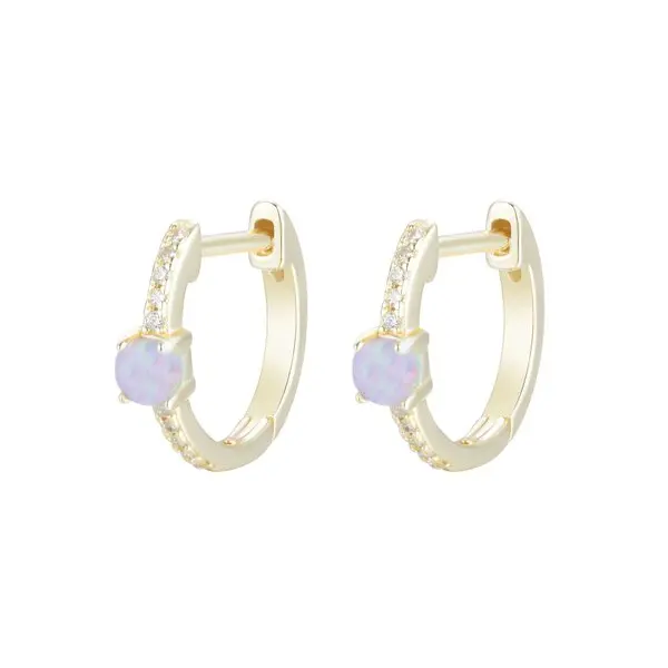 KAMARIA Opal And Crystal Huggie Earrings - Purple