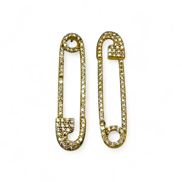 JAGGED HALO JEWELRY Asymmetrical Safety Pin Earrings - Gold
