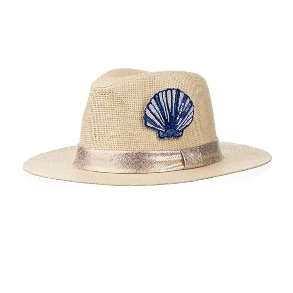 LAINES LONDON Straw Hat With Embellished Brooch - White