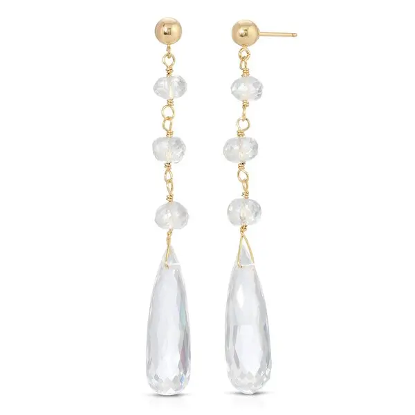 HEATHER HAWKINS Crystal Quartz Drop Earrings - Gold