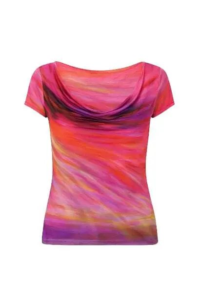 CONQUISTA Printed Short Sleeve Top - Red