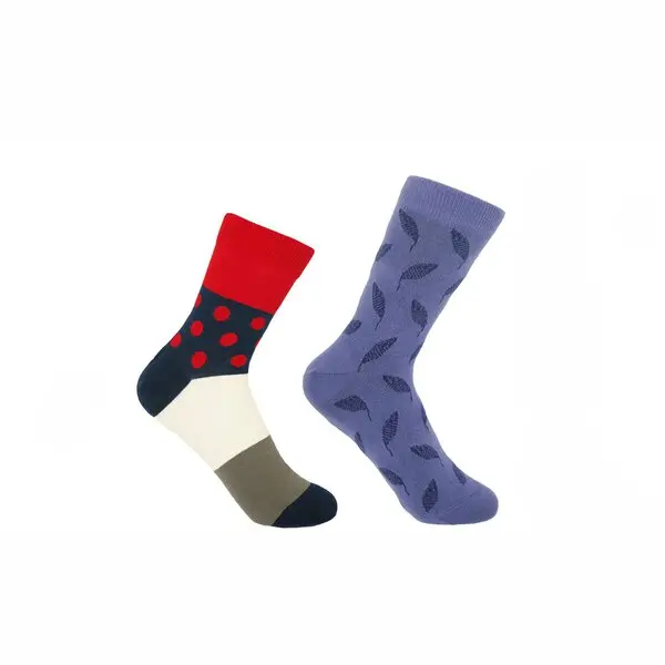 PEPER HAROW - MADE IN ENGLAND Scarlet Mayfair & Navy Leaf Socks 2 Pack - Blue/red