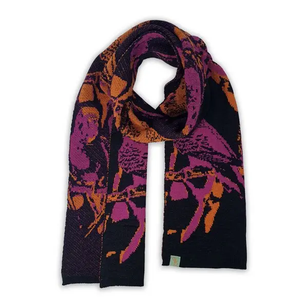OTTO & SPIKE Black / Pink / Orange Scarves Budgie Cinnamon Orange, Hibiscus Pink - Black/pink/orange