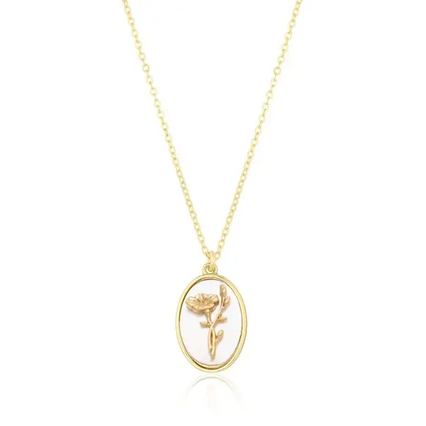 SET & STONES Katrina Birth Flower Necklace - Gold/white