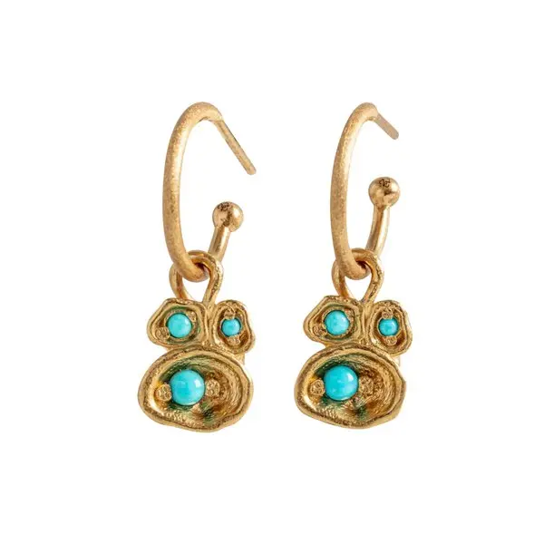 CLAIRE HILL DESIGNS Turquoise Lichen Hoop Earrings - Gold
