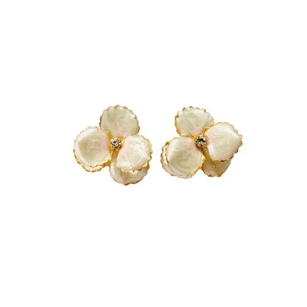 THE PINK REEF Pearl And Pansy Stud Earrings - Orange