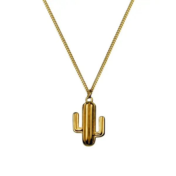 LEE RENEE Cactus Pendant Necklace - Gold