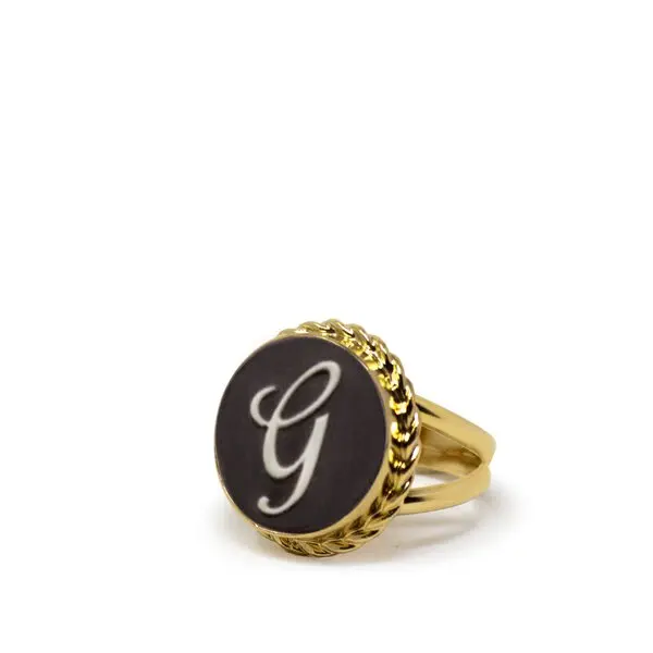 VINTOUCH ITALY Initial G Cameo Ring - Gold/black