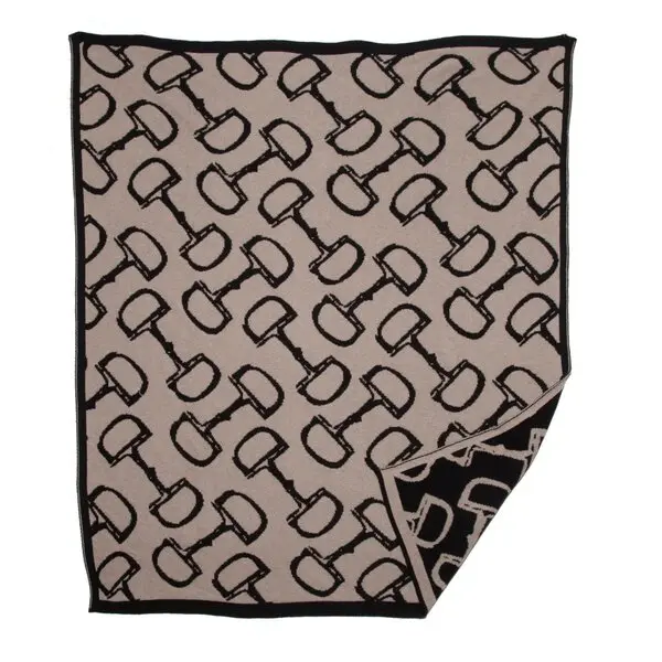 In2green Reversible Sustainable Knit Equestrian Throw Blanket Bits - Black
