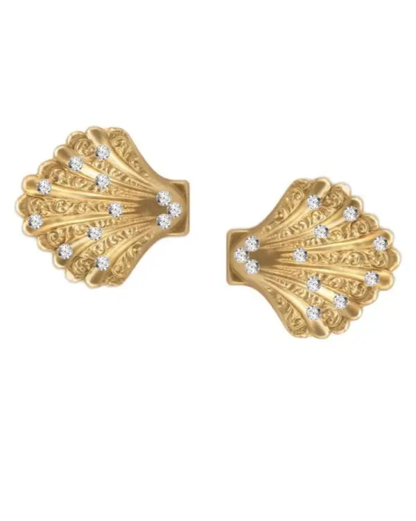 THE PINK REEF Shell Stud Earrings - Gold