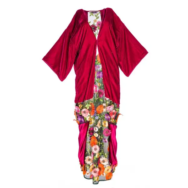 HARLOW LOVES DAISY Celestial Deep Forest Robe Merlot Velvet Robe Featuring Celestial Deep Forest - Green