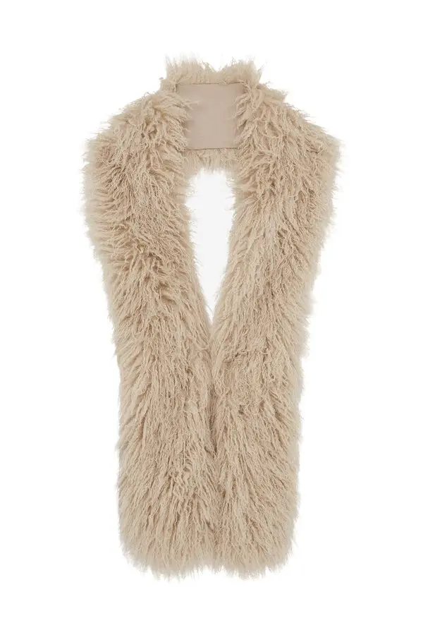 LITTLE LIES Neutrals / Penny Lane Faux Mongolian Fur Scarf - Brown