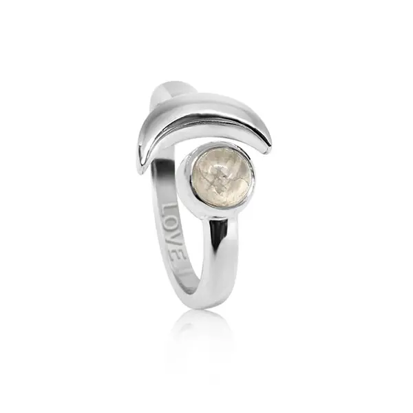 THE JEWELLERY STORE LONDON Adjustable Moonstone Ring In Sterling Silver - White/silver