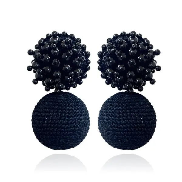 PINAR OZEVLAT Dandelion Bon Bon's Earrings - Black