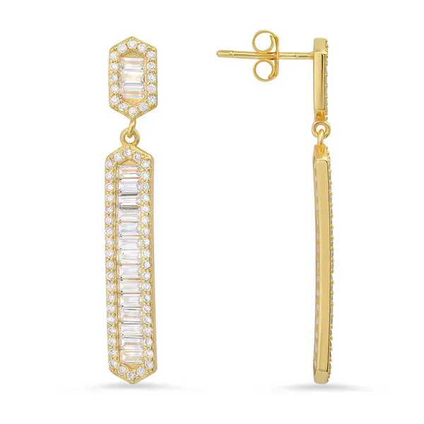 KYLIE HARPER Baguette Diamond Cz Dangle Earrings - Gold