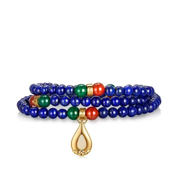 AUROZIA Five Elements Water Lapis Lazuli Pendant Bracelet And Necklace - Gold