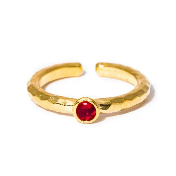 KYBELE STUDIO Ruby Gemstone Hammered Ring - Gold/red
