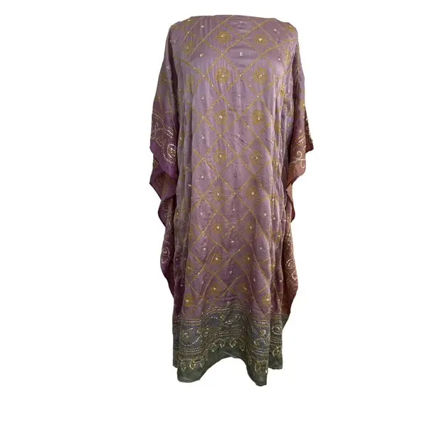 JOSHI Boat Neck Silk Kaftan