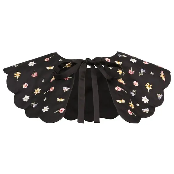 FABLE ENGLAND Floral Ditsy Satin Embroidered Collar - Black