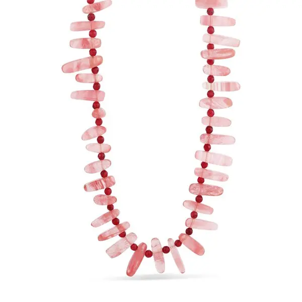 HANNAH B. JEWELRY Rose Quartz Spike Necklace - Pink