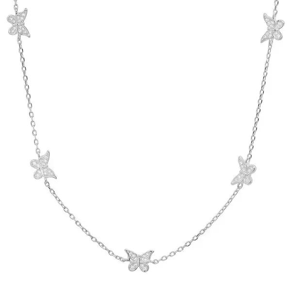 KYLIE HARPER Diamond Cz Butterfly Station Necklace - Silver