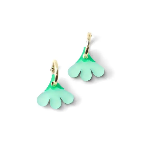 BY CHAVELLI Baby Daisy Dangle Hoop Earrings - Green