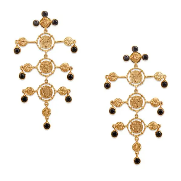 DHWANI BANSAL Inka Chandelier Earrings - Gold/black