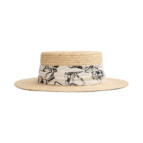 LOST PATTERN La Isla Straw Hat With Ribbon Band - White