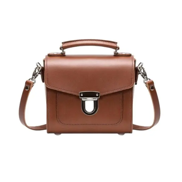 ZATCHELS Handmade Leather Sugarcube Plus Handbag - Brown