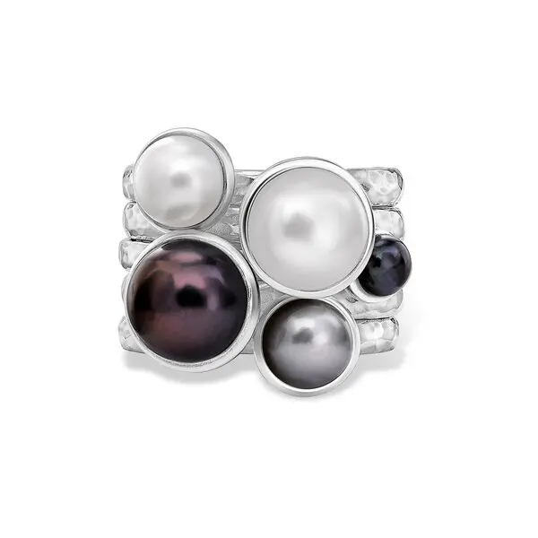 DOWER & HALL Pearlicious Twinkle Sterling Stacking Rings Set - Silver