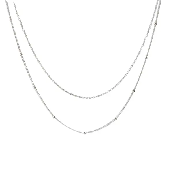 ESTERAH Double Bobble Chain Necklace - Silver