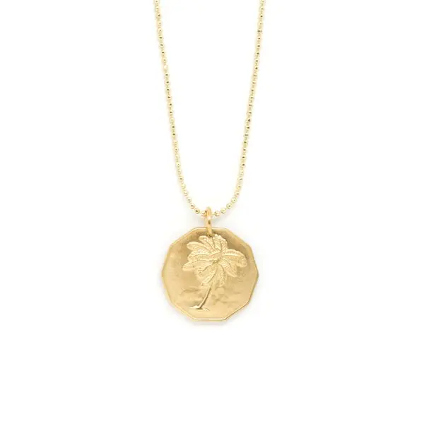 SALTY CALI Cocos Coin Pendant Necklace - Gold