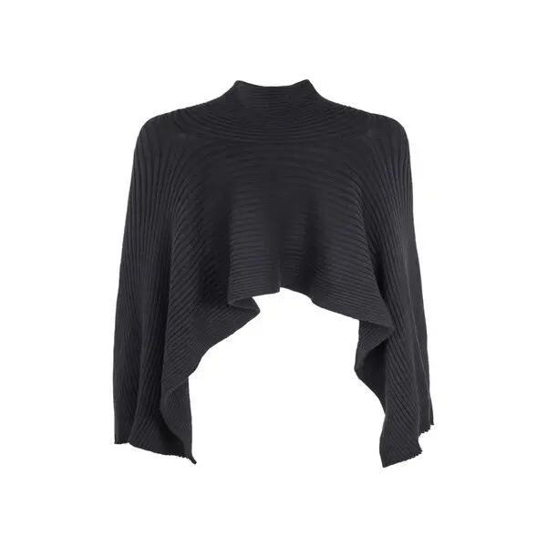 Saachi Drapey Ribbed Shawl - Black