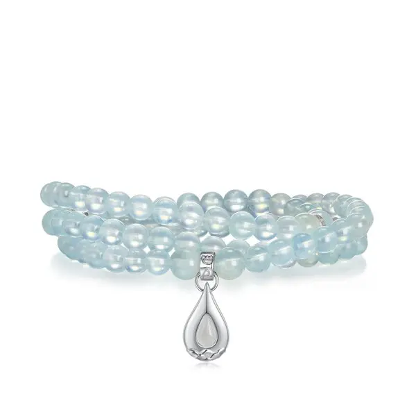 AUROZIA Five Elements Aquamarine Pendant Necklace & Bracelet Set - Silver