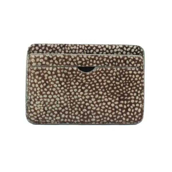 GODI. Hair-on Hide Leather Cardholder – Slim Cowhide Wallet Light Moss - Green