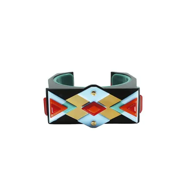 GISSA BICALHO Handmade Acrylic Kuntur Cuff Bracelet - Green