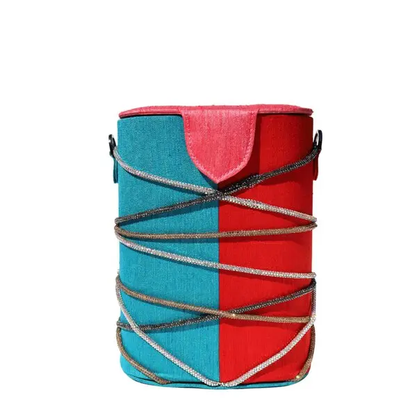 SIMITRI Knotty Bucket Bag - Red/blue