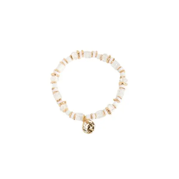 Saachi Beaded Charm Stretch Bracelet - White