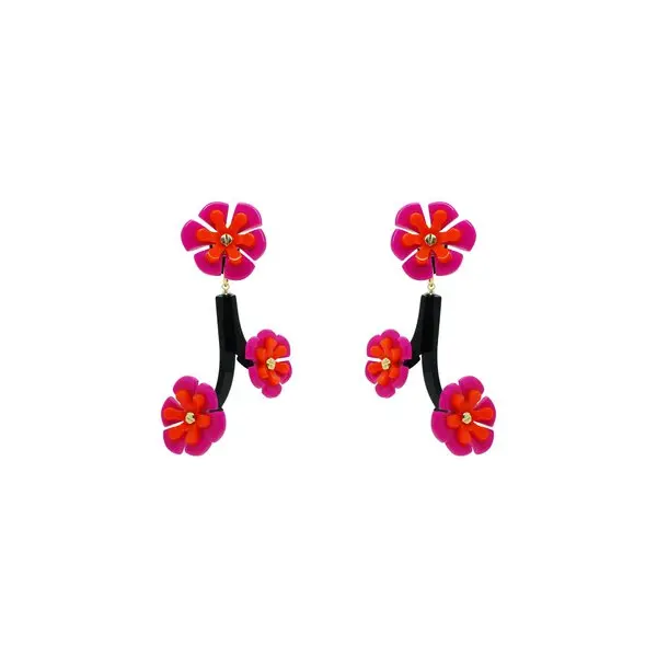 GISSA BICALHO Branch Daisies Acrylic Earrings - Red