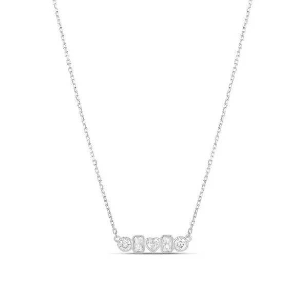 SHYMI Multi Shape Bezel Pendant Necklace - Silver