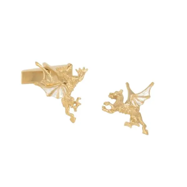SIMON KEMP JEWELLERS Dragon Cufflinks Eighteen Carat On Sterling Silver - Gold