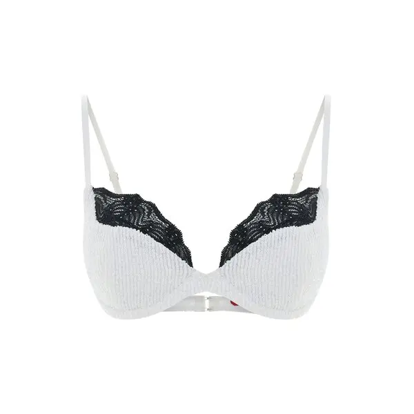 PCFG Sequin Bra With Lace Details - White