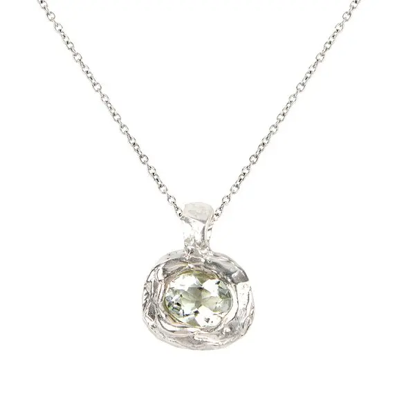 DE ROMS Silver Green Amethyst Soul Necklace - Silver/green