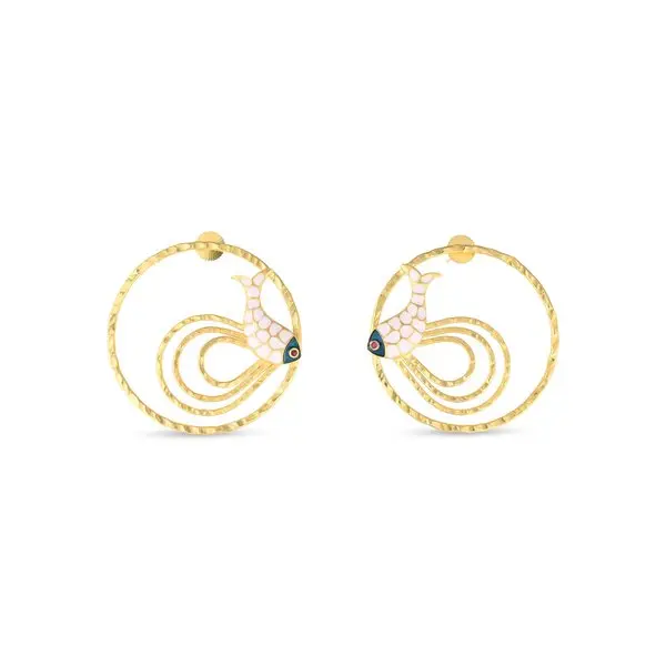 MERAKI BY RASHMI BAJAJ Gold Plated Hoop Earrings With Enamel Accents - Pink