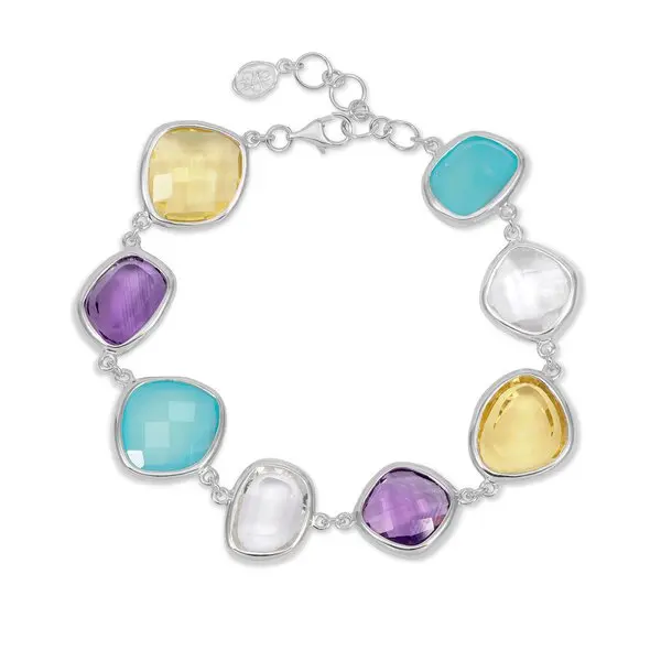 DOWER & HALL Candy Pebble Gemstone Bracelet - Silver